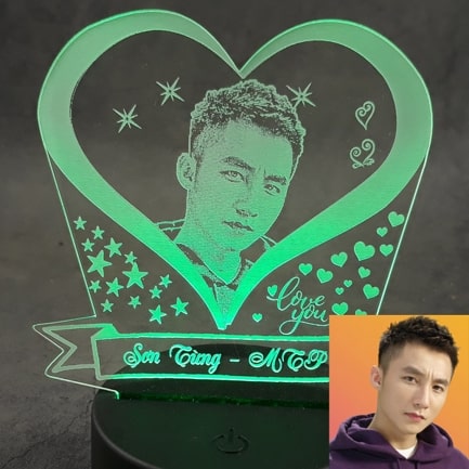 Đèn LED khắc theo yêu cầu - Mẫu trái tim 02